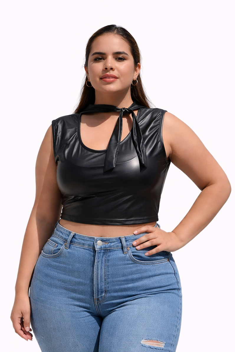 CROP SHAKI NEGRO – Talla Bella